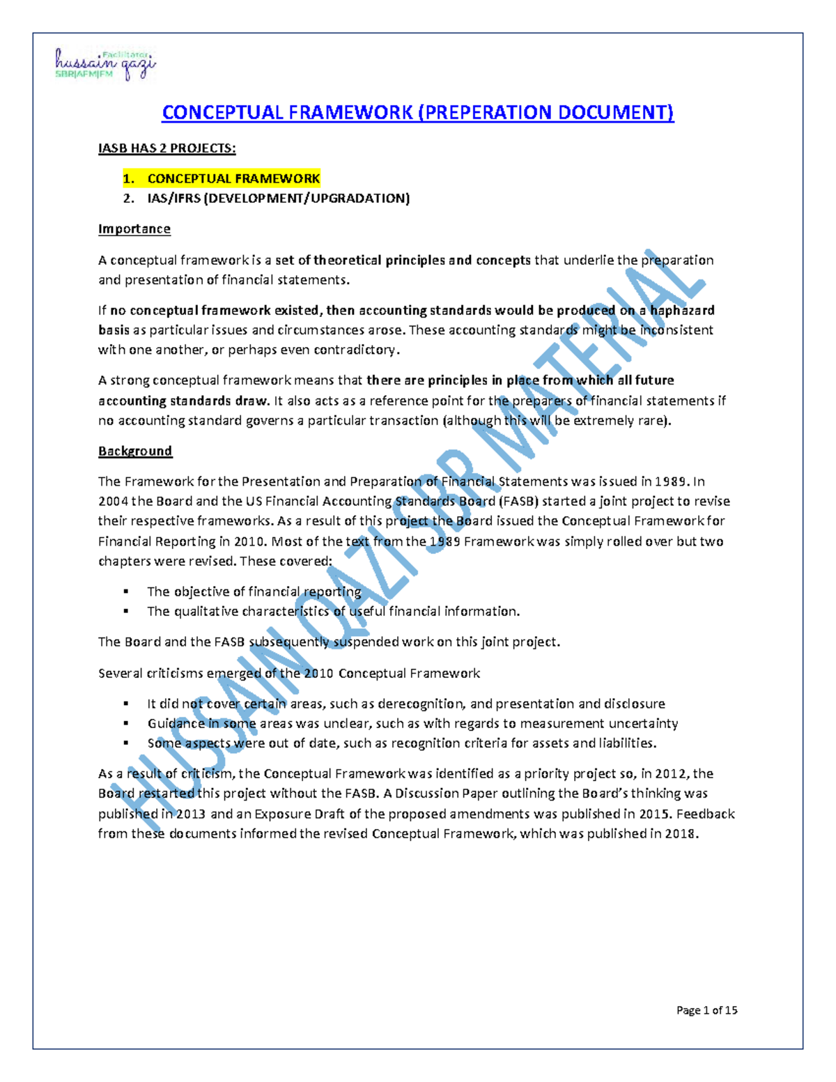 1. Conceptual Framework Notes - CONCEPTUAL FRAMEWORK (PREPERATION ...