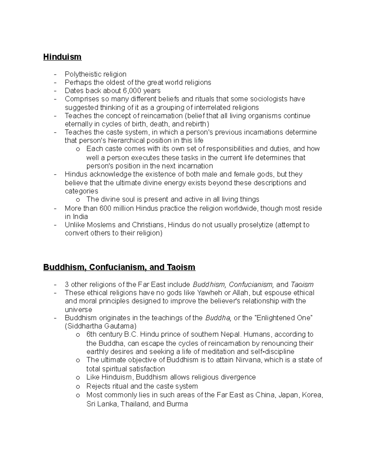 Hinduism Buddhism Confucianism and Taoism - Hinduism Polytheistic ...