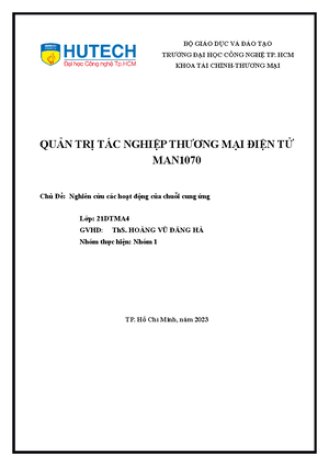 QUAN TRI Logistics - hutech.edu B GIÁO D O I H C CÔNG NGH TP Q U N TR LOGISTICS ####### Biên II ...