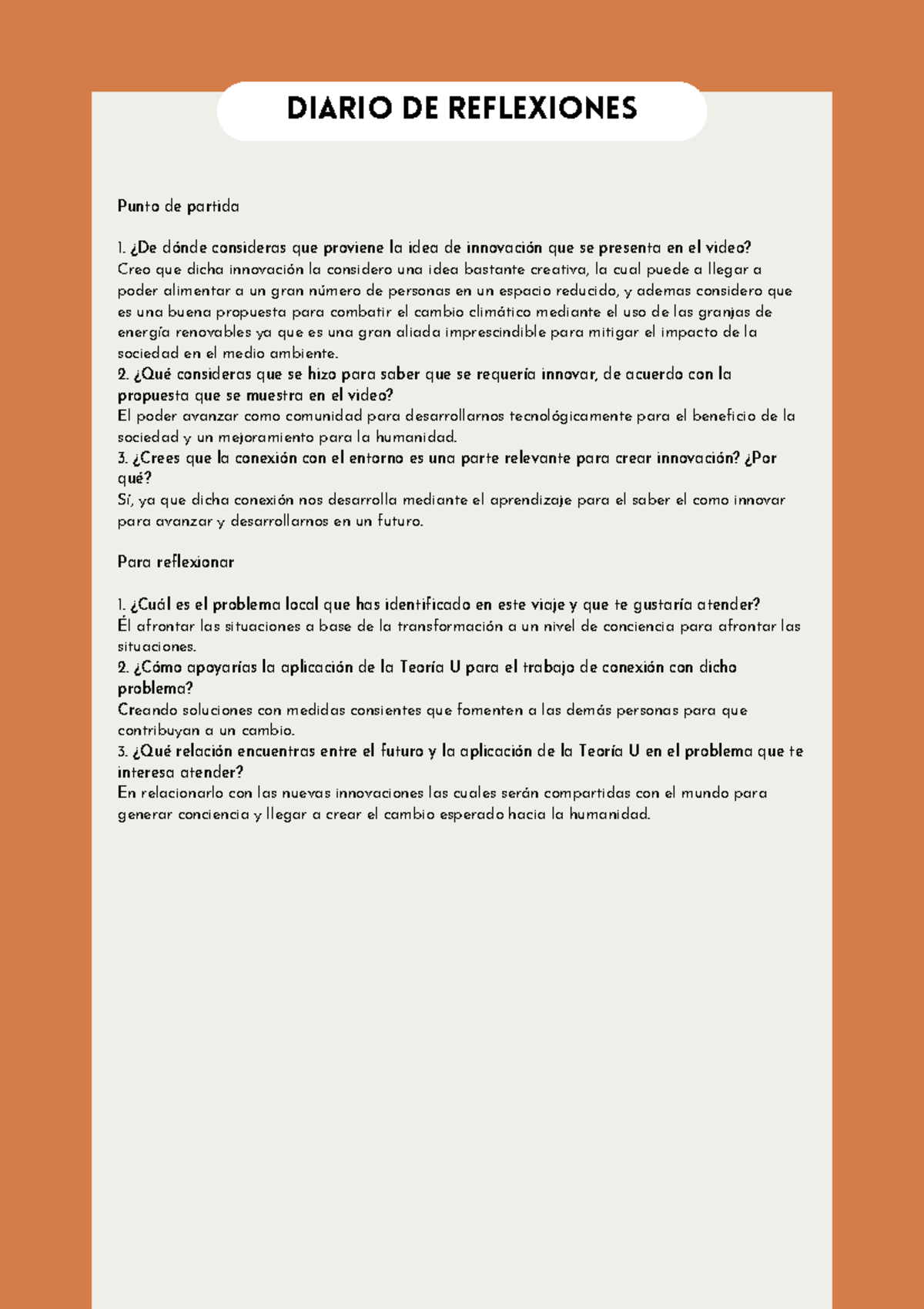 Diario de reflexiones Unidad 5. Empatía - Punto de partida ¿De dónde consideras que proviene la ...