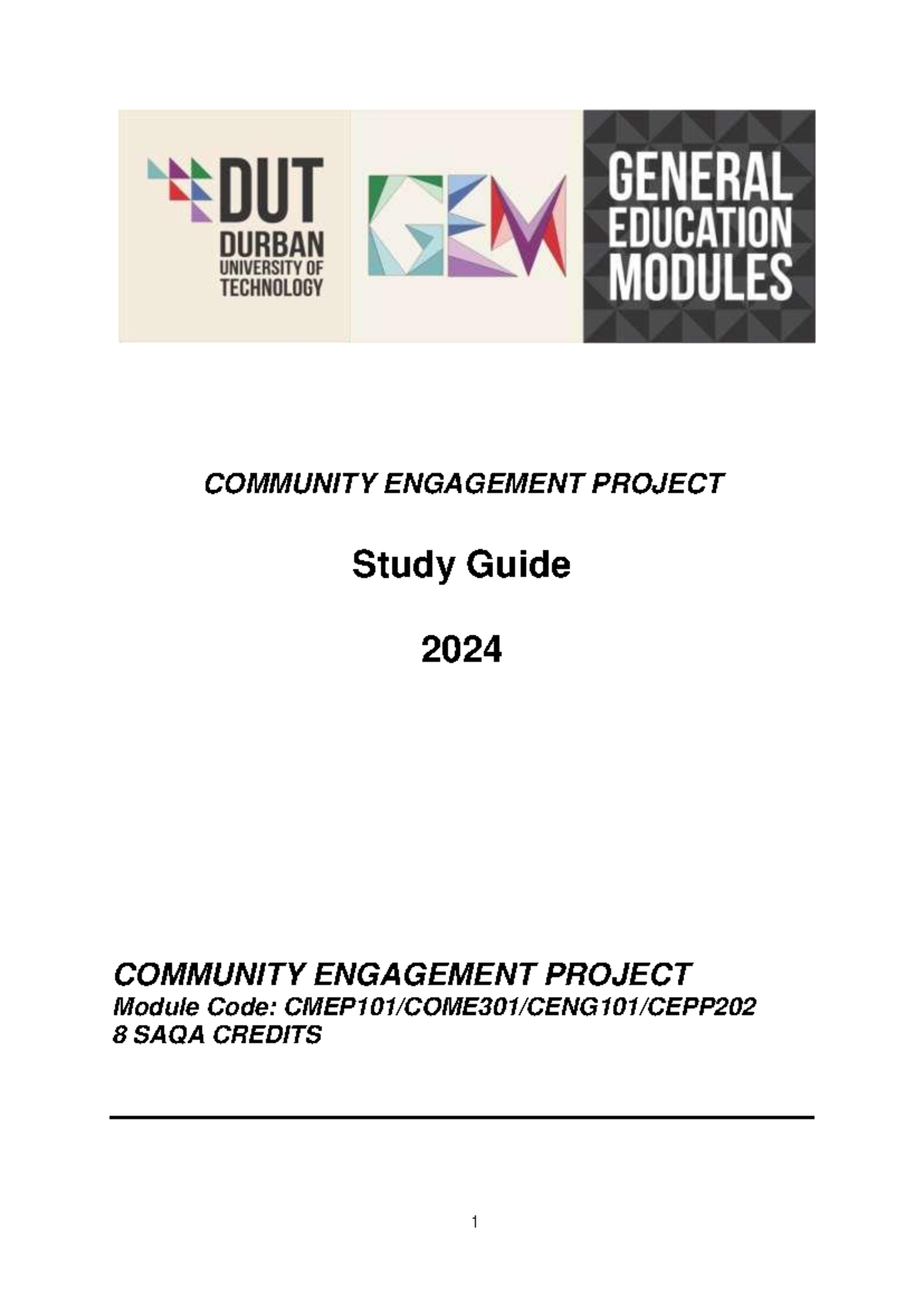 Community Engagement Project Study Guide - COMMUNITY ENGAGEMENT PROJECT ...