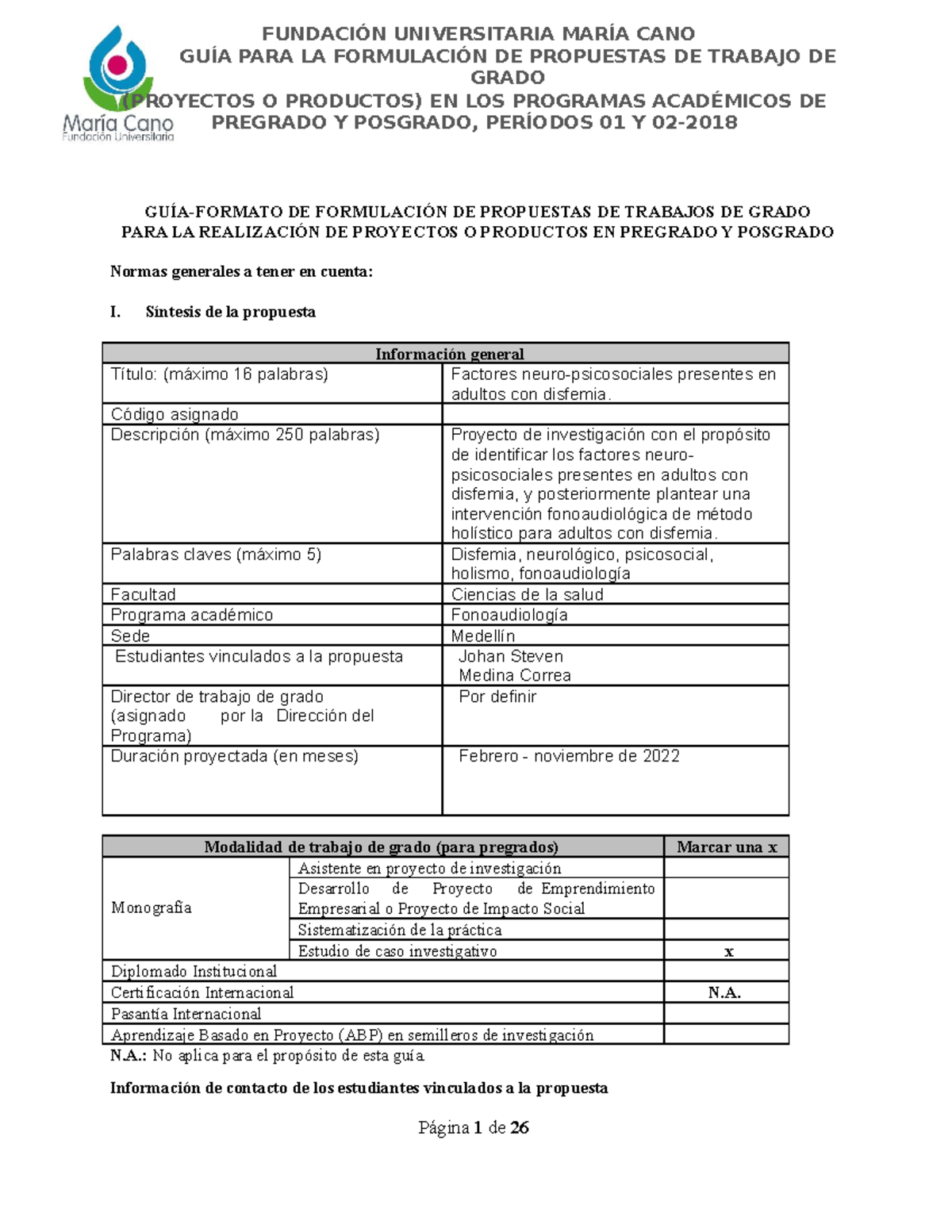 Anteproyecto Metodologia - GUÍA PARA LA FORMULACIÓN DE PROPUESTAS DE ...