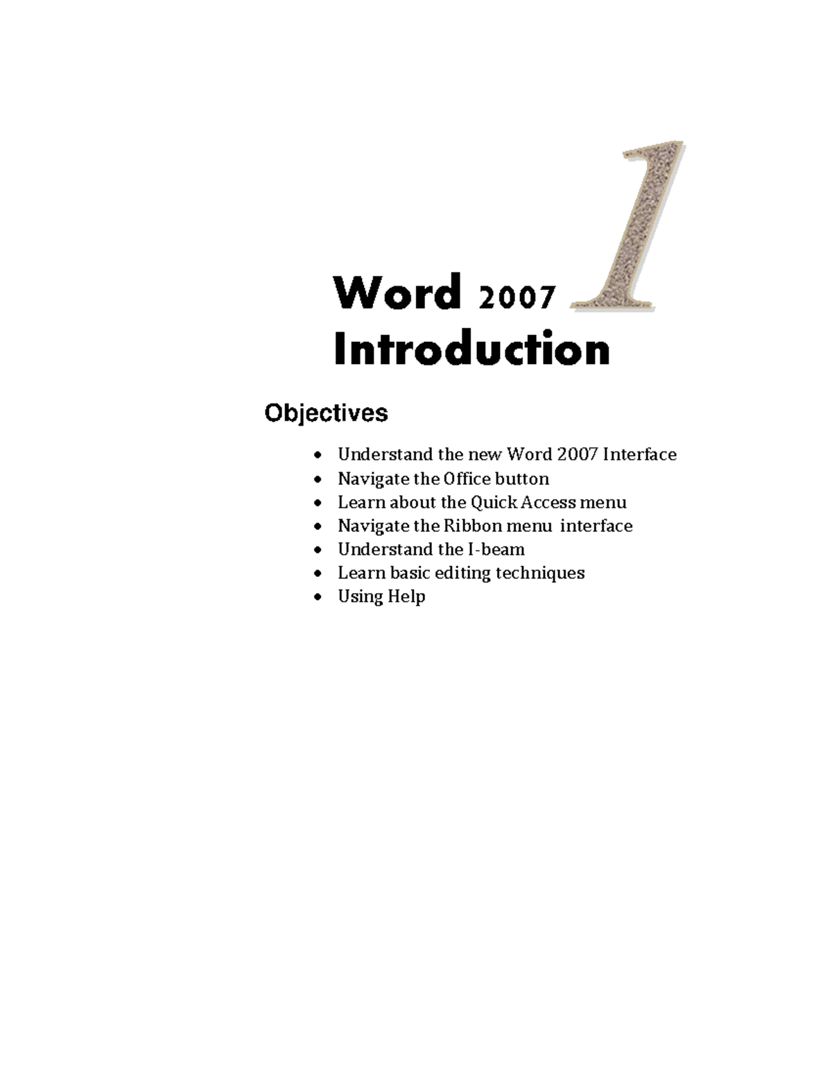 Lesson 01 - Word Basics - Summary content - Word 2007 Introduction ...