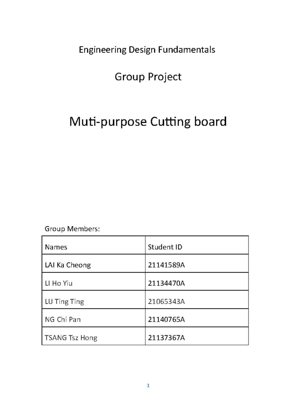 Engineering Design Fundamentals - Project Aim and Objectives p ...