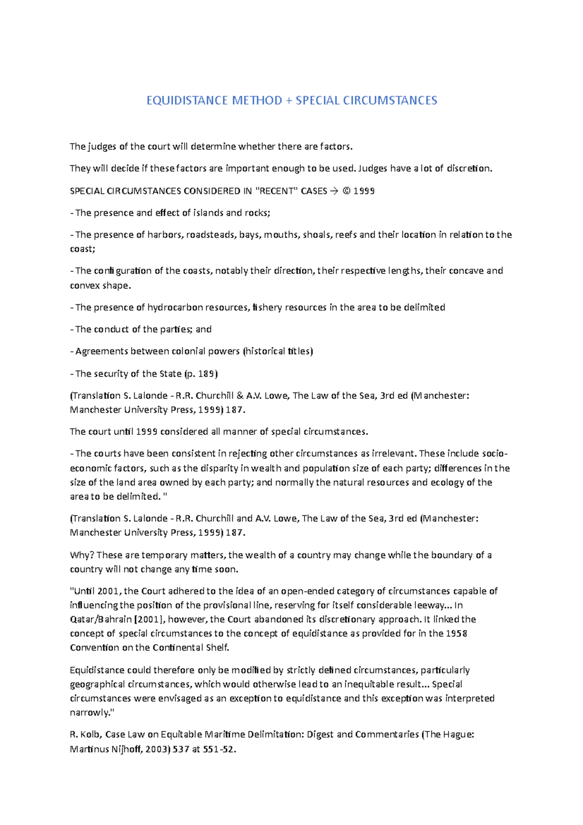 Equidistance Method - EQUIDISTANCE METHOD + SPECIAL CIRCUMSTANCES The ...