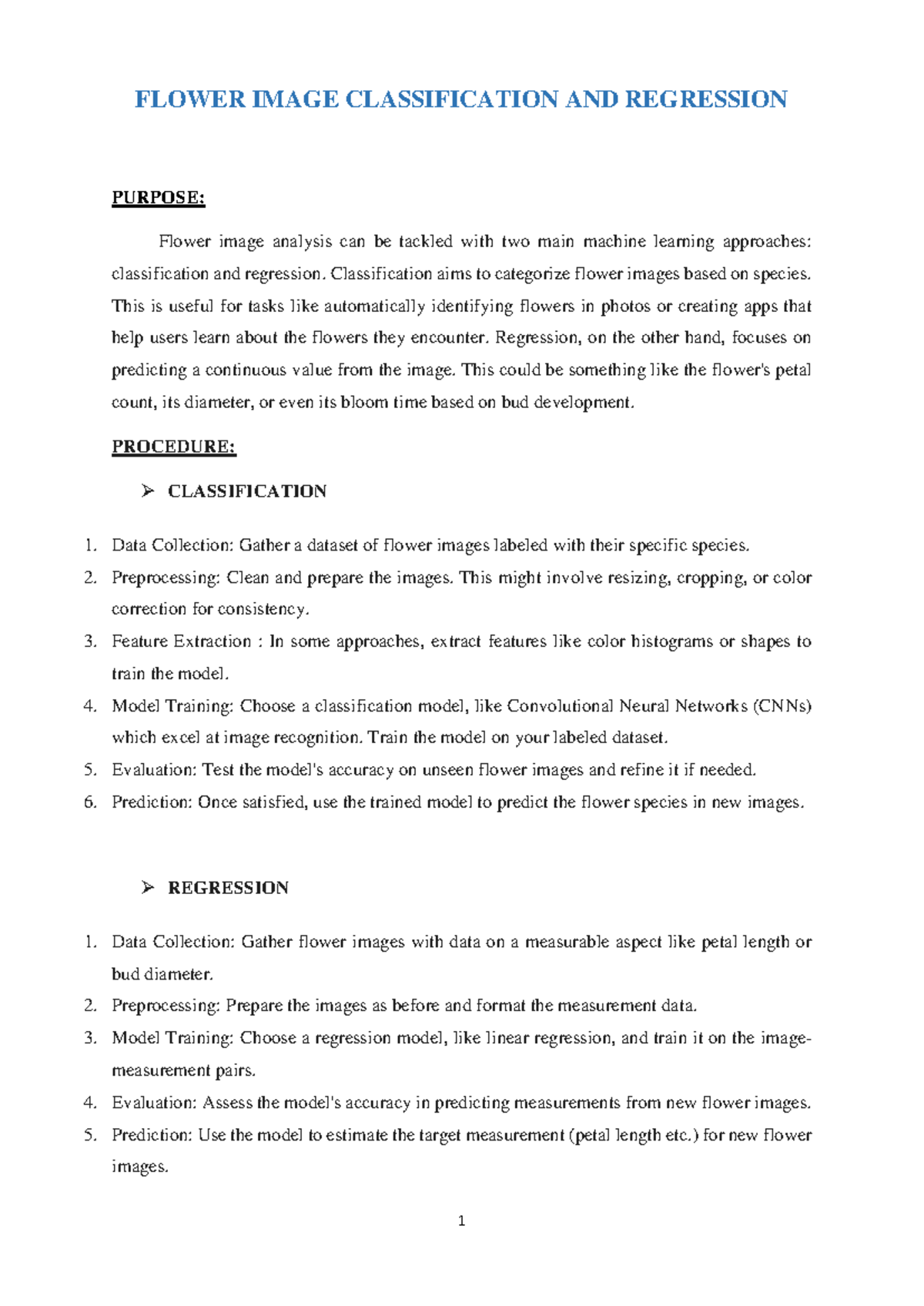 Flower Image Classification AND Regression - FLOWER IMAGE ...