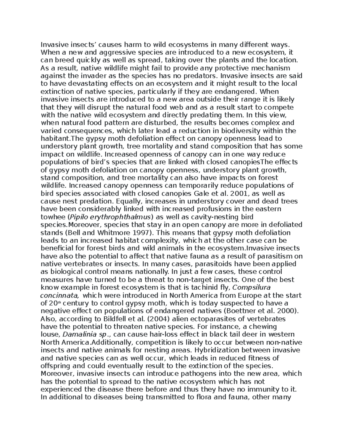 2018 - essay written for bio - Invasive insects’ causes harm to wild ...