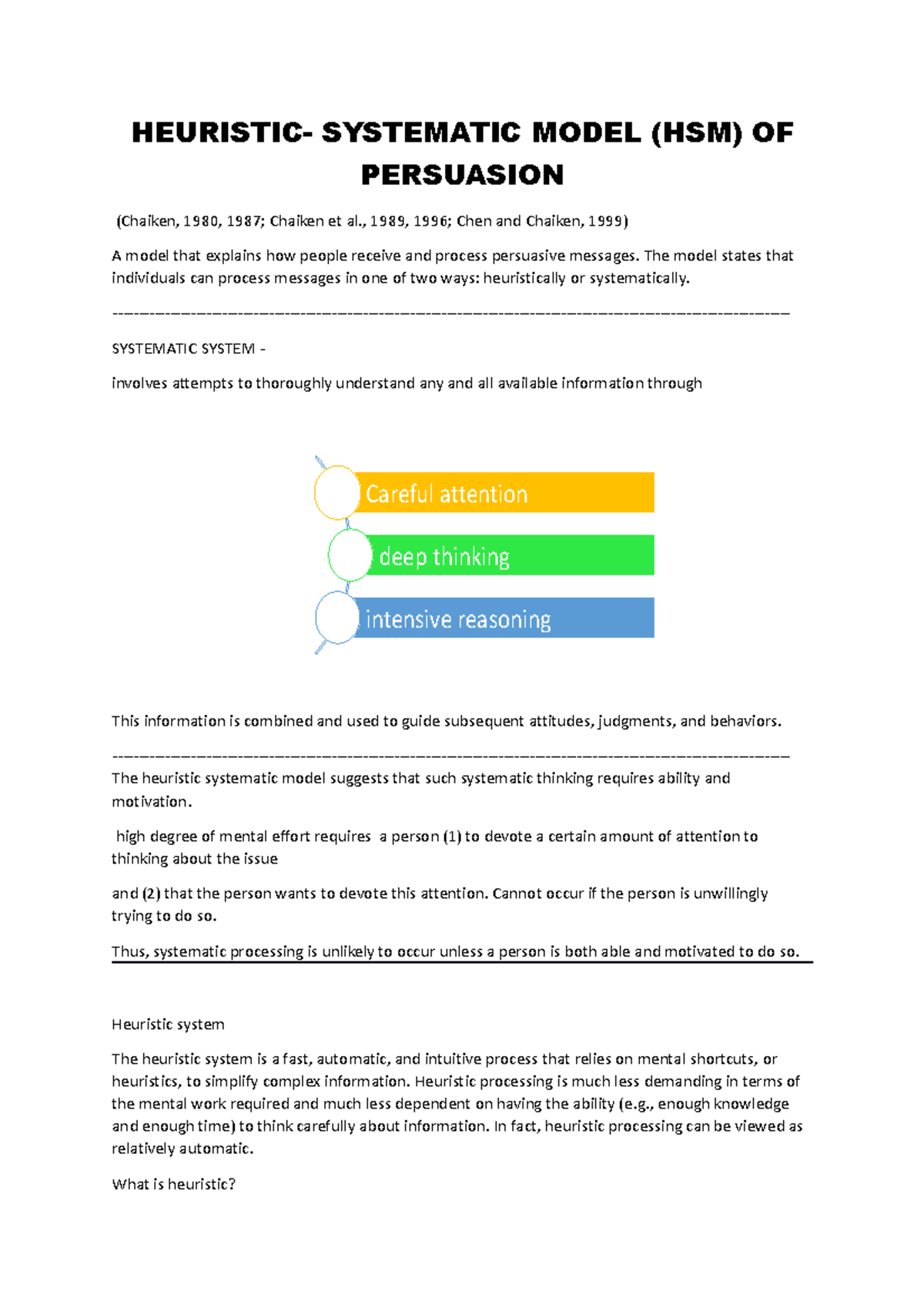 HSM (muskaan) - IMPORTANT - HEURISTIC- SYSTEMATIC MODEL (HSM) OF ...