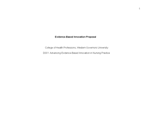 Advanced innovation nursing practice no revisions D031 - Evidence-Based ...