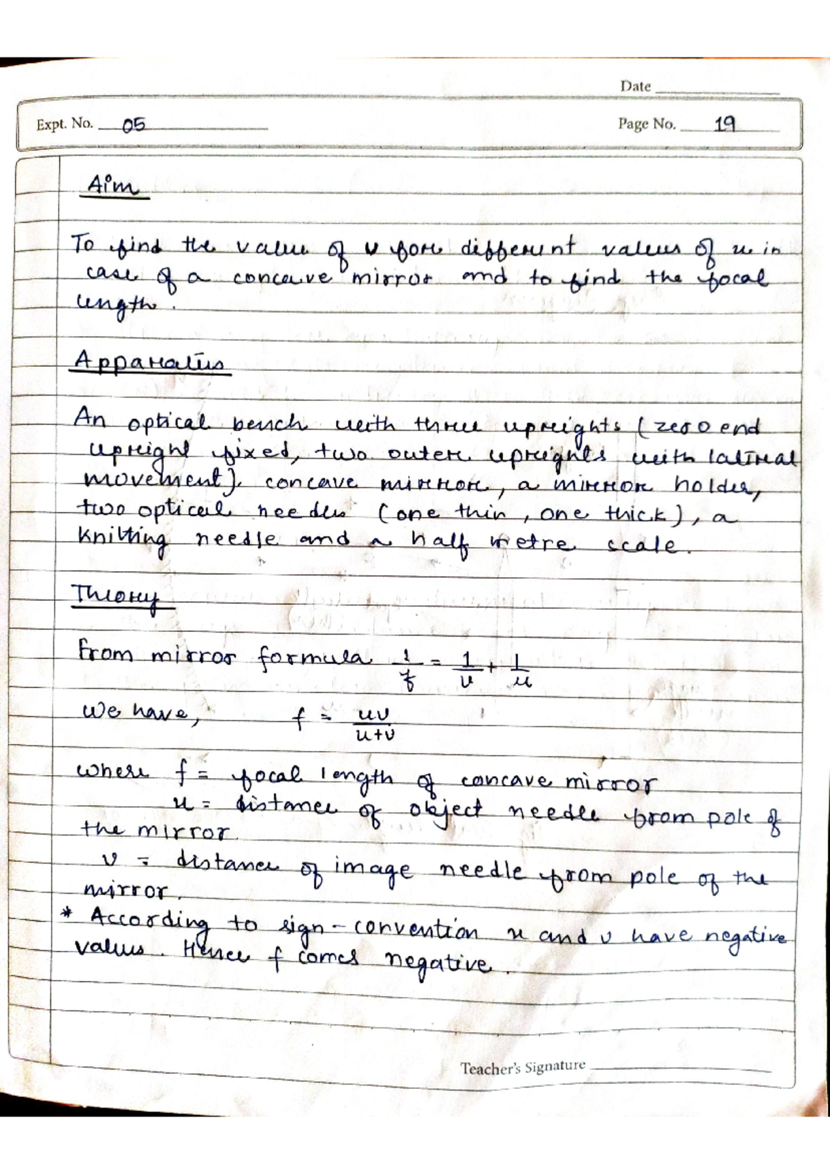 Physics experiment 6,7 and 8 - Date Expt. No. 05 Page No. 19 Aim To ...