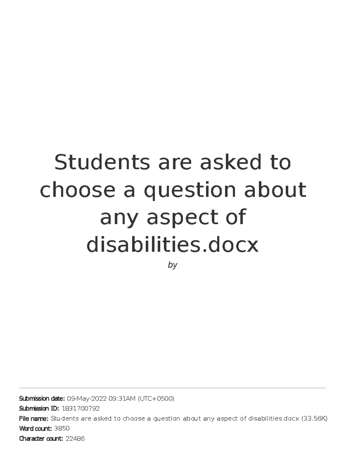 Students are asked to choose a question about any aspect of ...