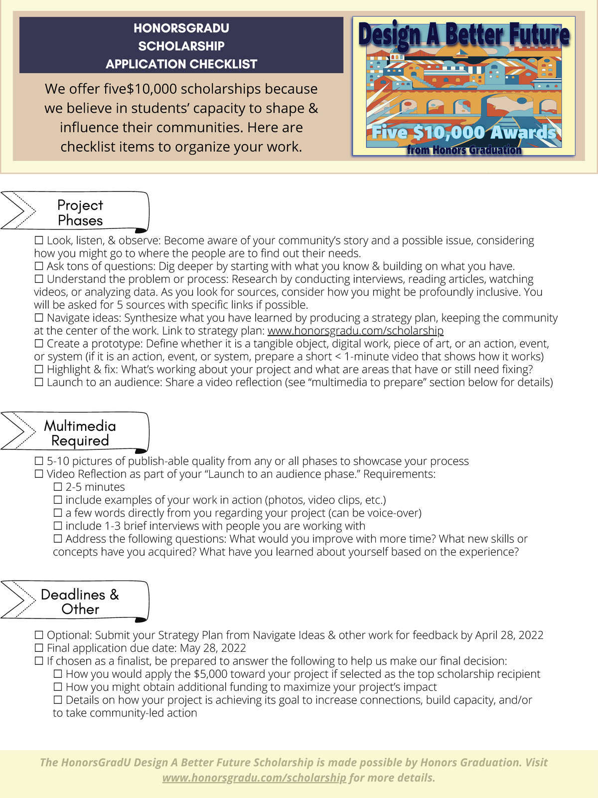 2022 Scholarship Checklist - ☐ 5-10 pictures of publish-able quality ...