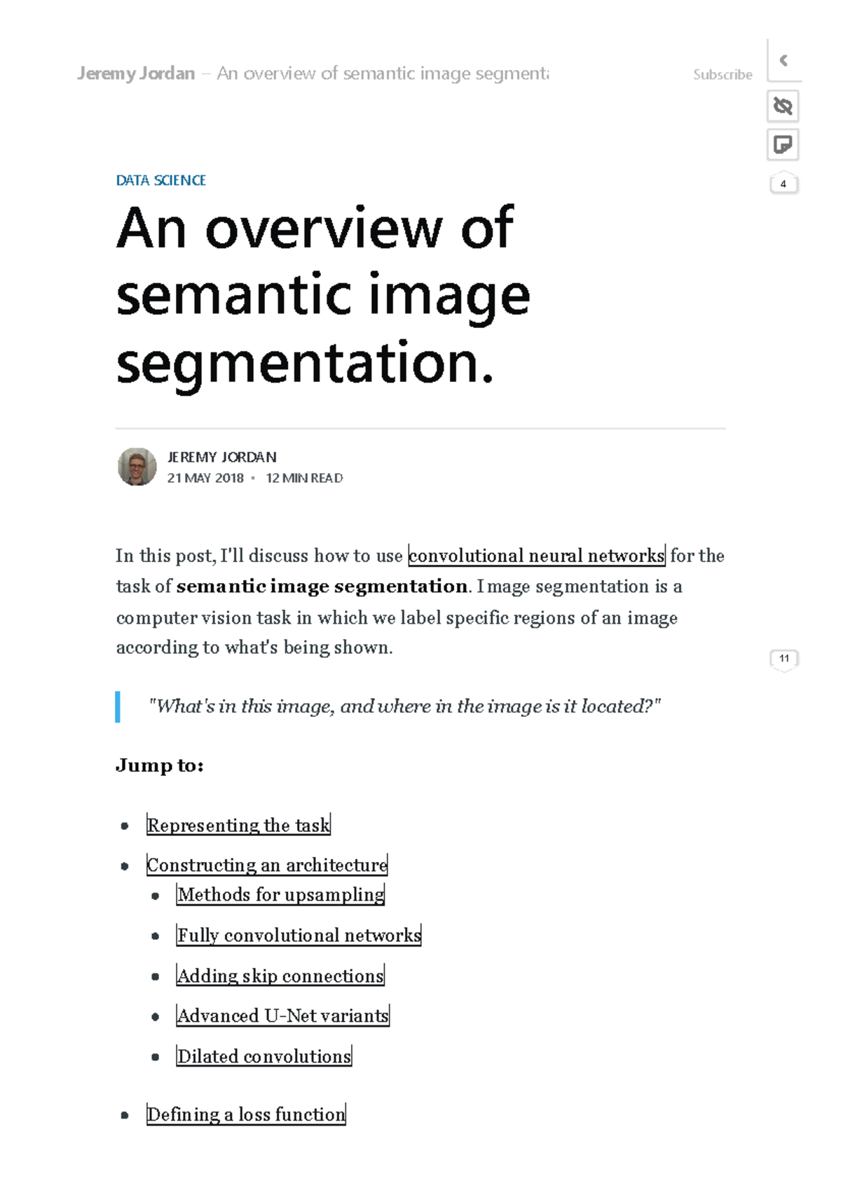 An overview of semantic image segmentation - JEREMY JORDAN 21 MAY 2018 ...