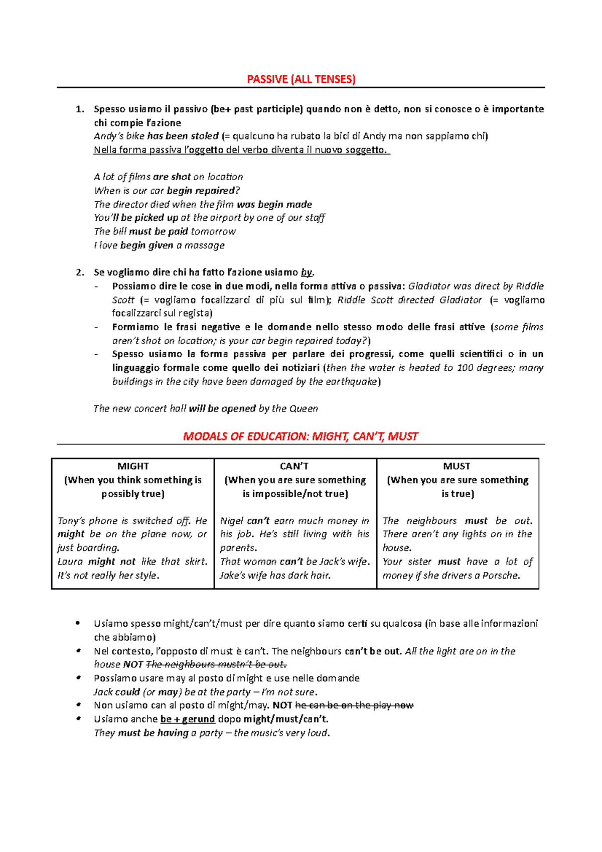 6A-B - PASSIVE (ALL TENSES) / MODALS OF EDUCATION: MIGHT, CAN’T, MUST ...