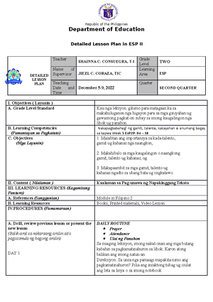 Filipino 2-DLP WEEK5 - Department of Education Detailed Lesson Plan in ...