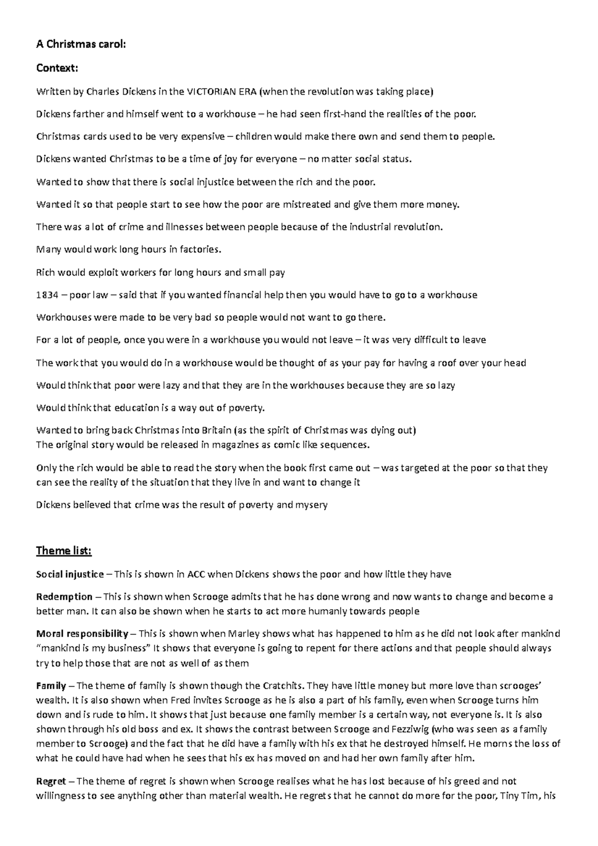 A Christmas carol - revision everything - A Christmas carol: Context ...