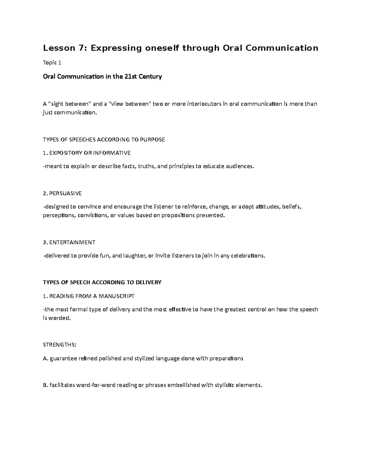 Reporting - IIIII - Lesson 7: Expressing oneself through Oral ...