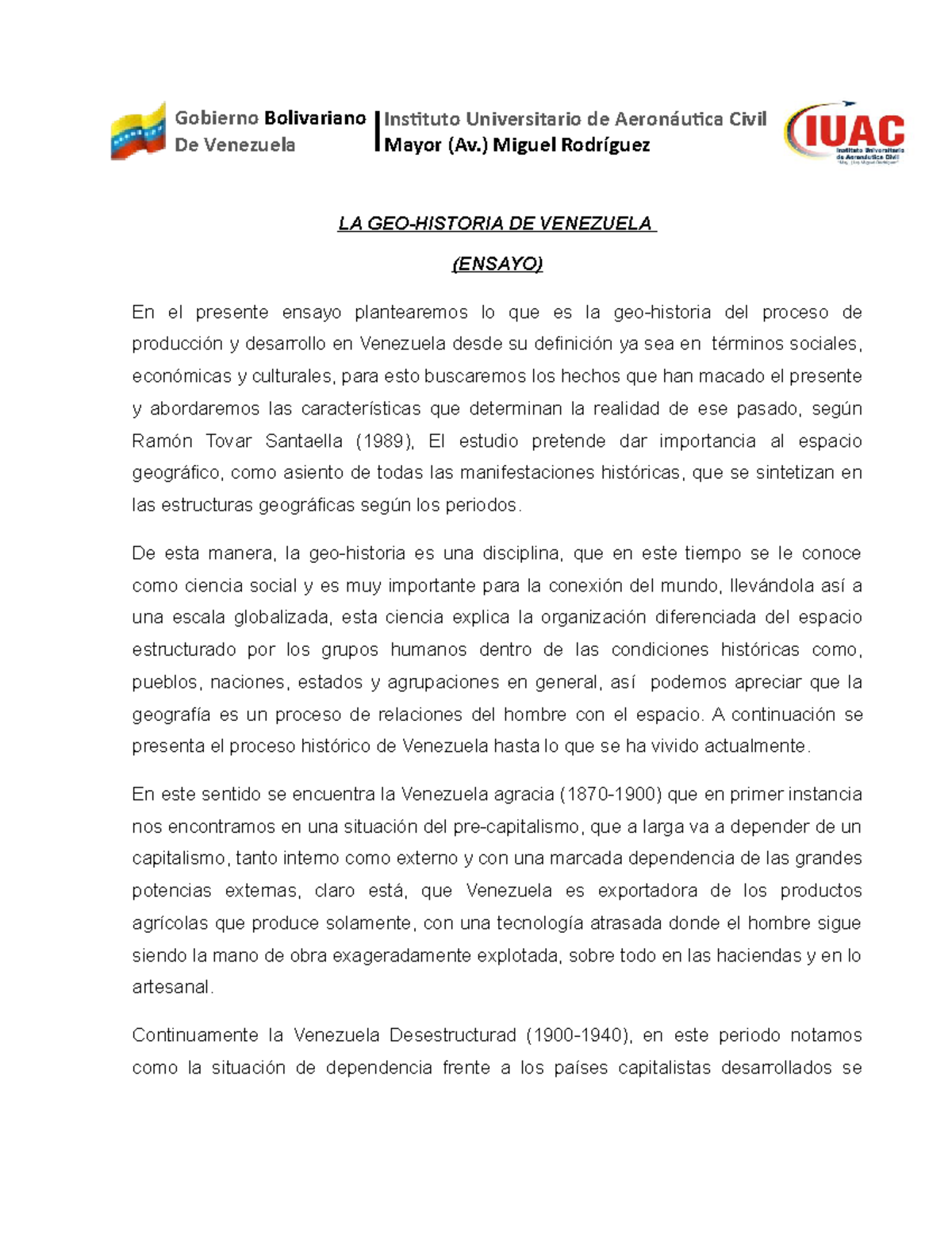 Geo-historia%20venezuela%20ensayo - LA GEO-HISTORIA DE VENEZUELA ...