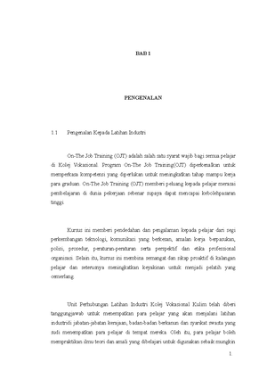 BAB 1 - CONTOH - BAB 1 PENGENALAN 1.1 PENGENALAN Automotif merupakan suatu perkara terpenting ...