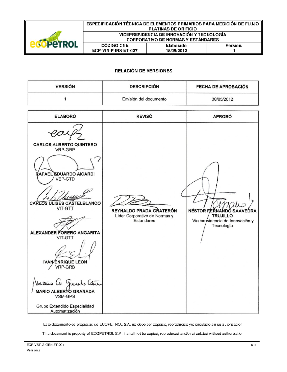 ECP-VIN-P-INS-ET-027 Especificaci+¦n T+®cnica de Elementos Primarios ...