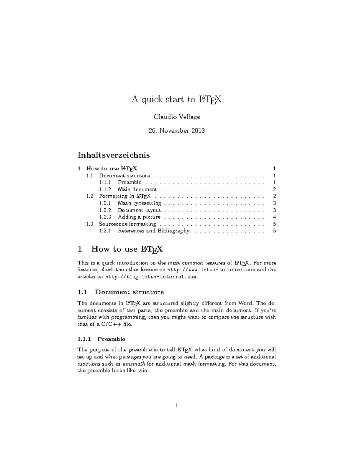 La Tex Tutorial - A quick start to LATEX Claudio Vellage 26. November ...
