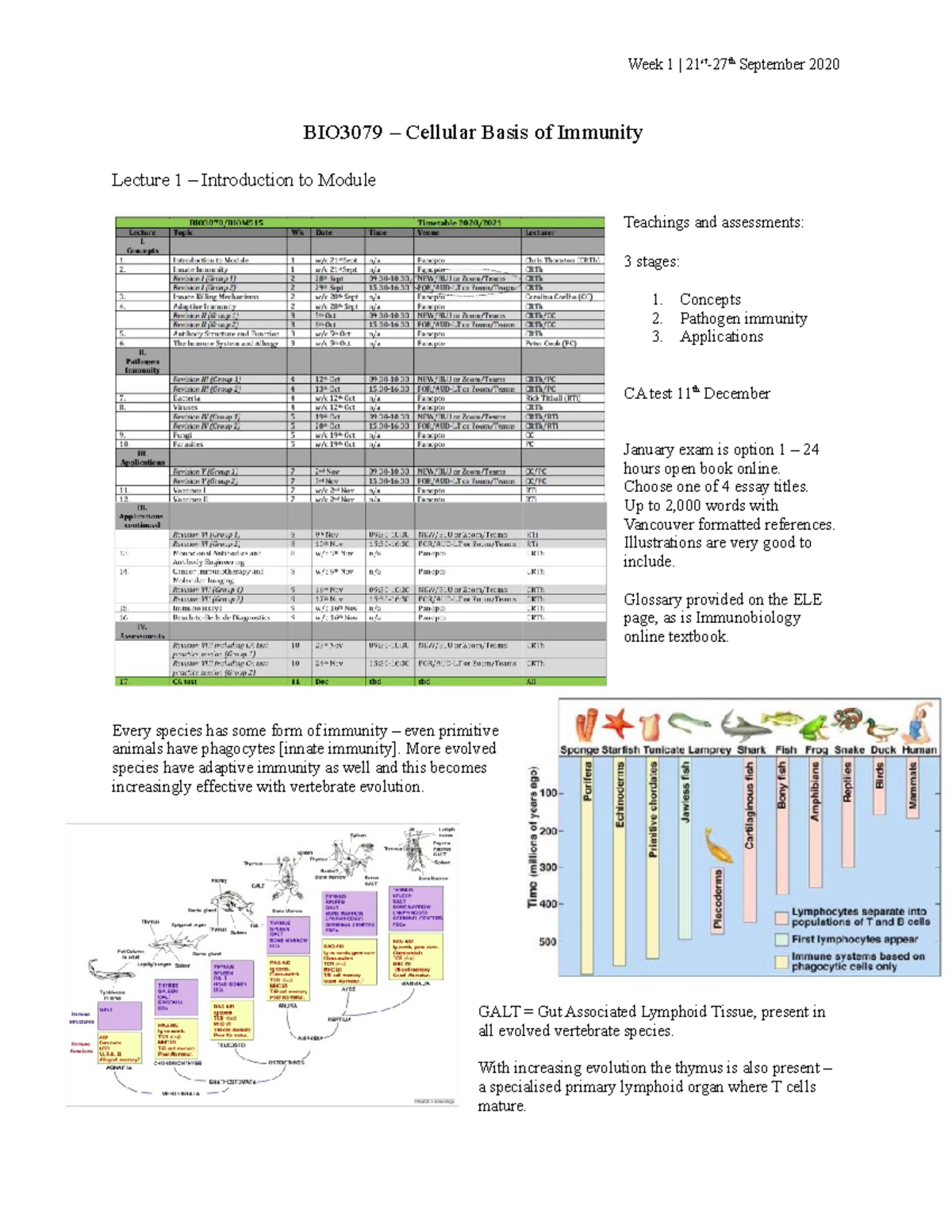 BIO3078 L1 - Introduction - BIO3079 – Cellular Basis of Immunity ...