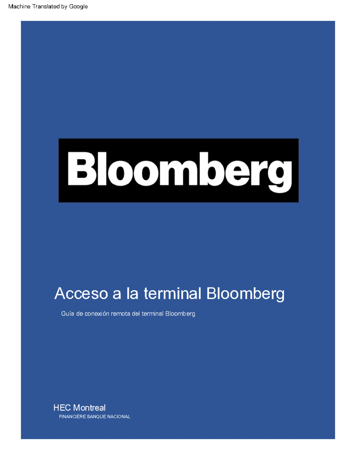 Accès-Terminal-Bloomberg-Libre-Service anglais - FINANCIÈRE BANQUE ...