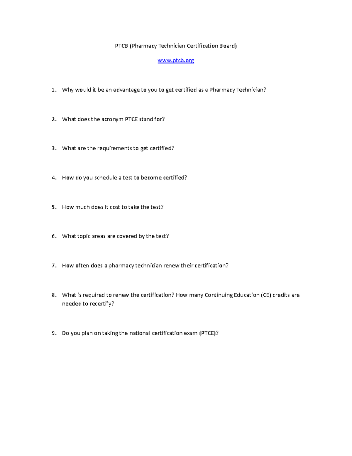 PTCB website search - online scavenger hunt - PTCB (Pharmacy Technician ...