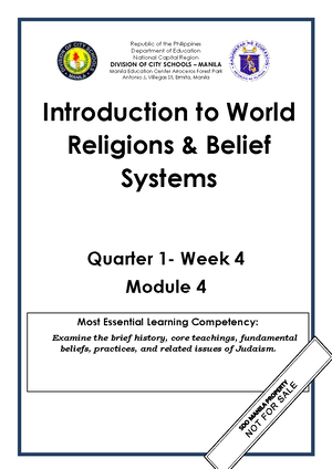 Iwrbs Module 5 - world religion - Quarter 1 – Module 5: Christianity ...