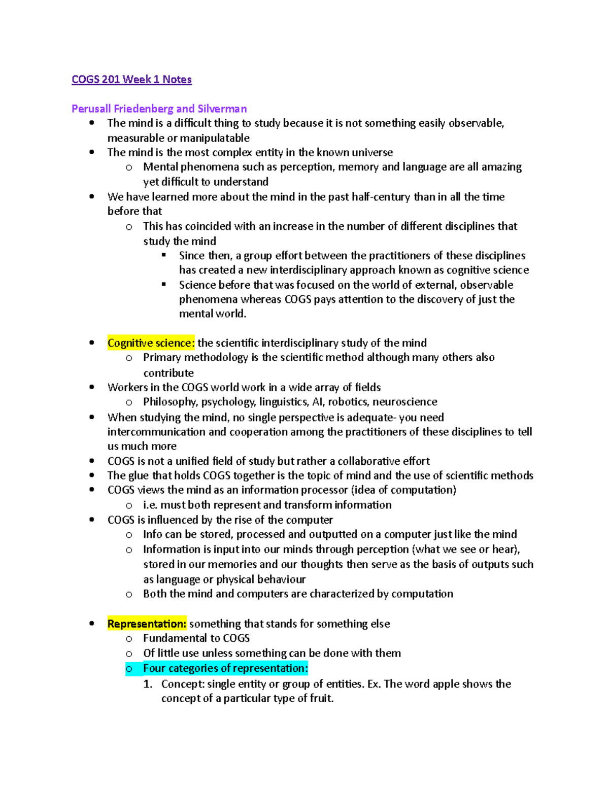 COGS 201 Week 1 Notes - COGS 201 Week 1 Notes Perusall Friedenberg and ...