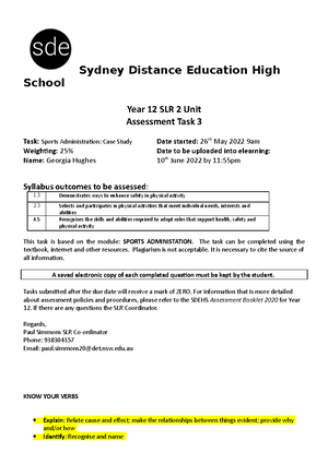 SLR Assessment task 2 2022 - Sydney Distance Education High School Year ...