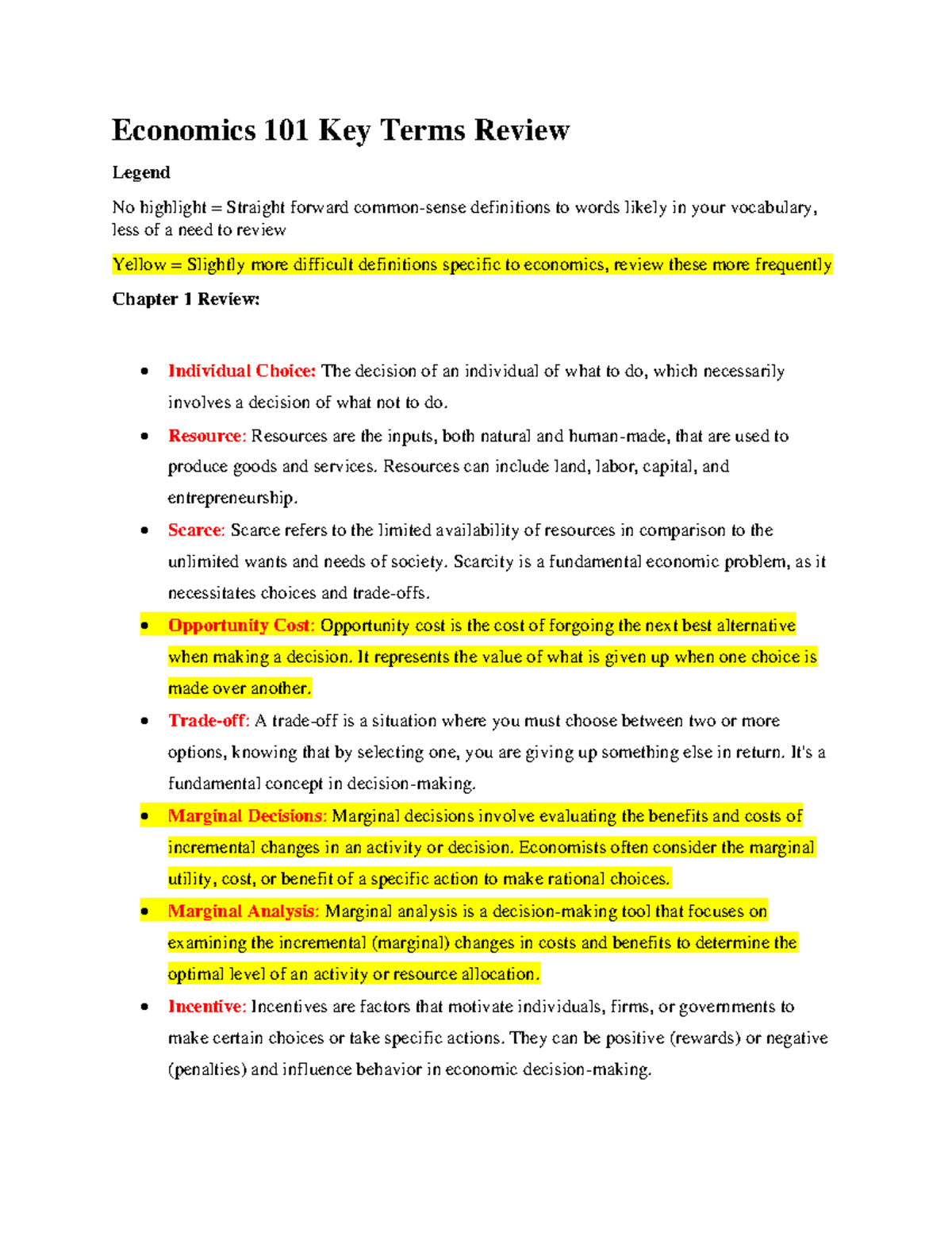 Econ 101 Review - Summary Principles Of Microeconomics - Economics 101 ...