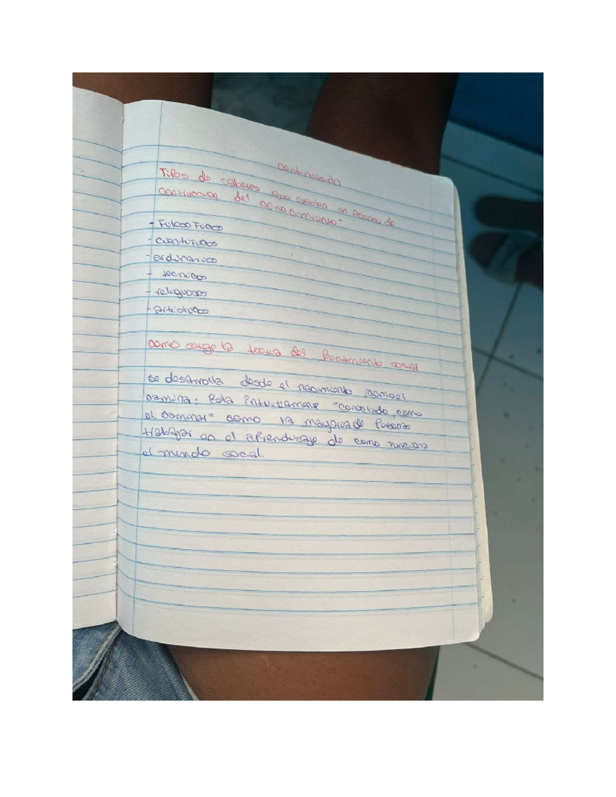 Tarea - continuscion TiPos do saberes quo existen on Prossed do ...