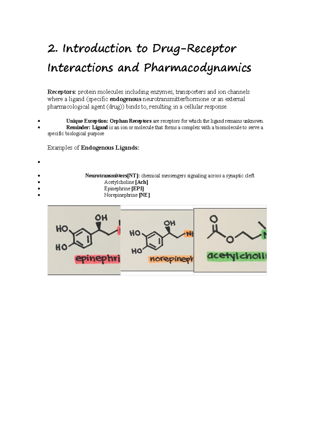 Drug - lecture note - 2. Introduction to Drug-Receptor Interactions and ...