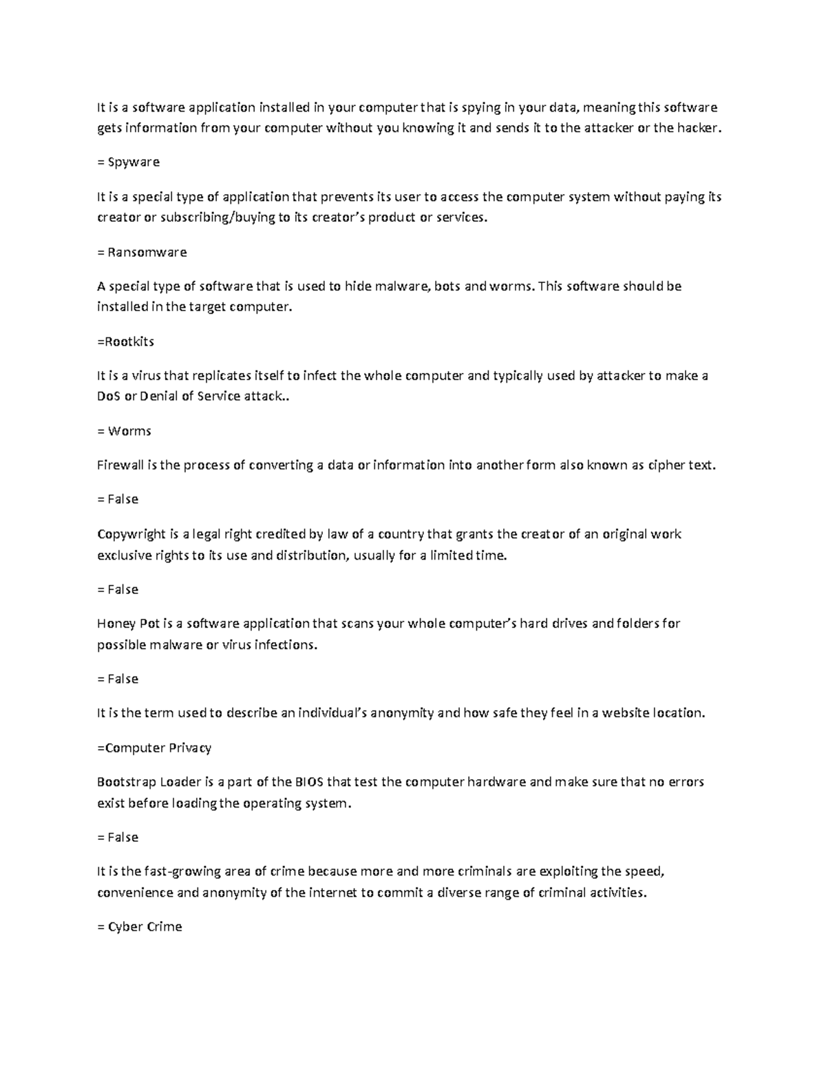 Introduction to computing Final Quiz 1 - It is a software application ...