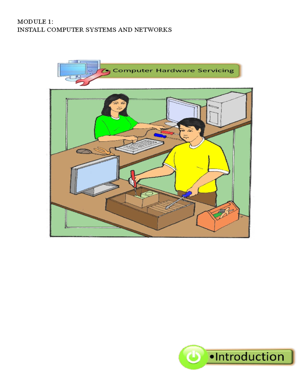 Week-topic-ict - lecture on ict - MODULE 1: INSTALL COMPUTER SYSTEMS AND NETWORKS Occupational ...