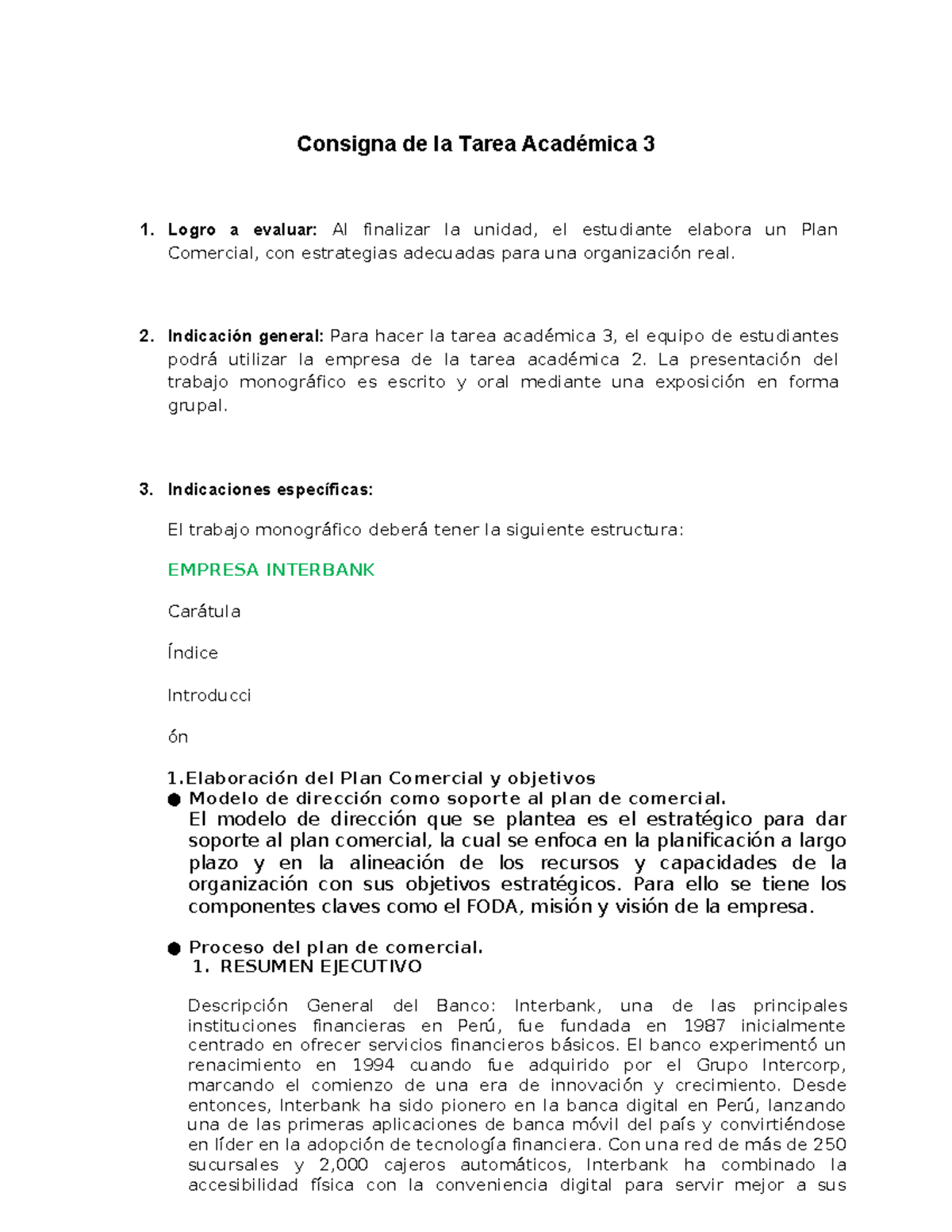 TA 3 GC A51N Consign Qncbaq - Consigna de la Tarea Académica 3 1. Logro a evaluar: Al finalizar ...