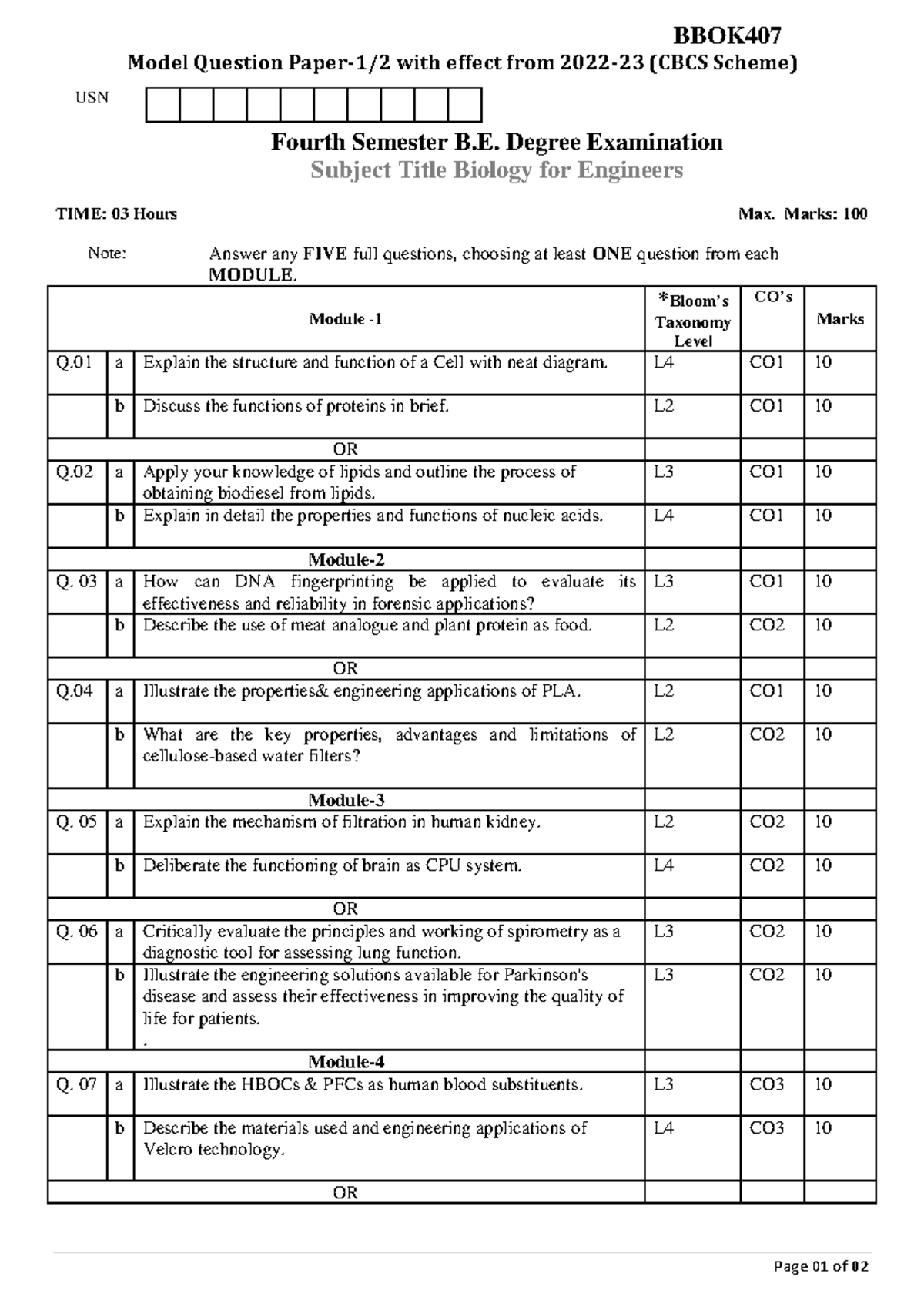 Model Paper 1 - Notes - BBOK Page 0 1 of 02 Model Question Paper-1/2 ...