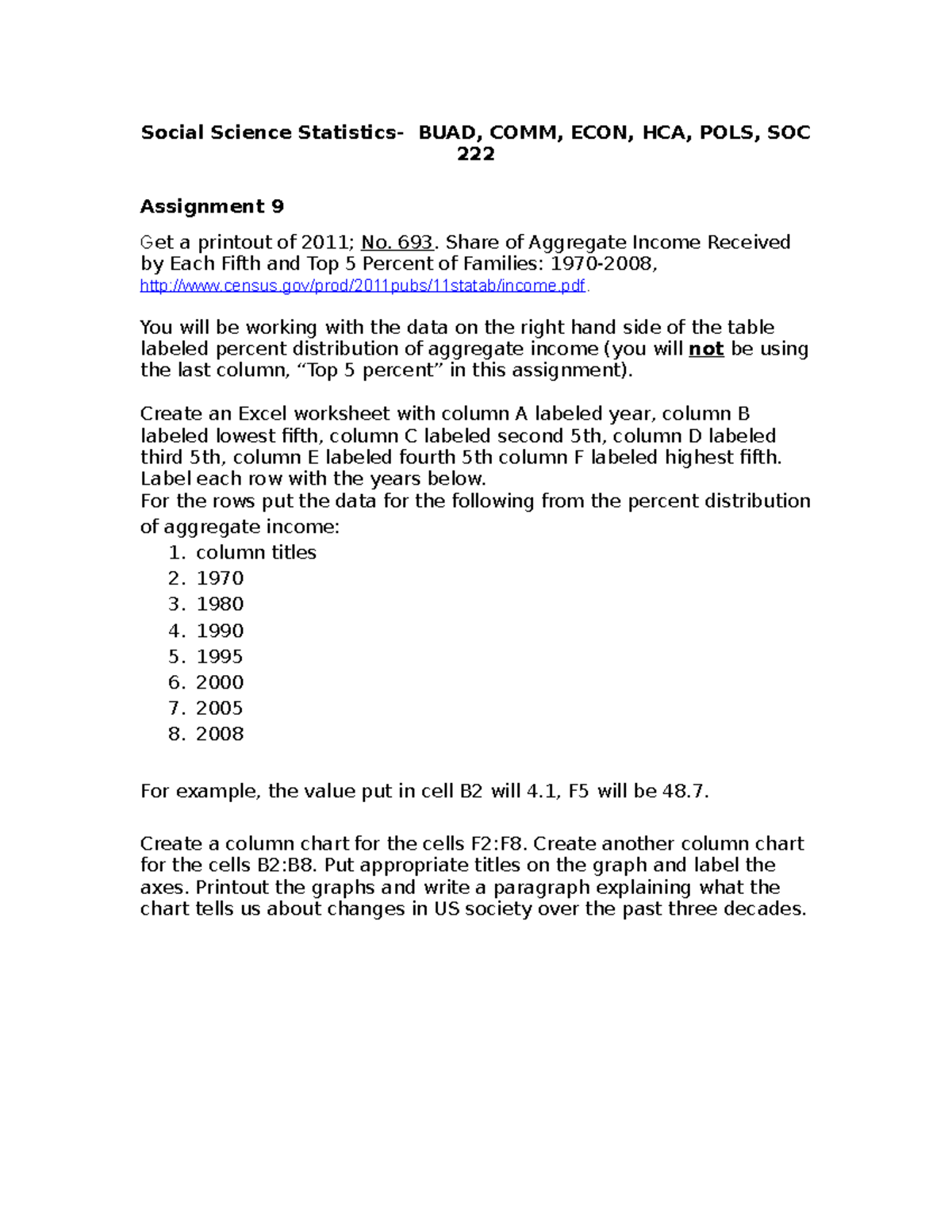 Assignment 9 - homework - Social Science Statistics- BUAD, COMM, ECON ...