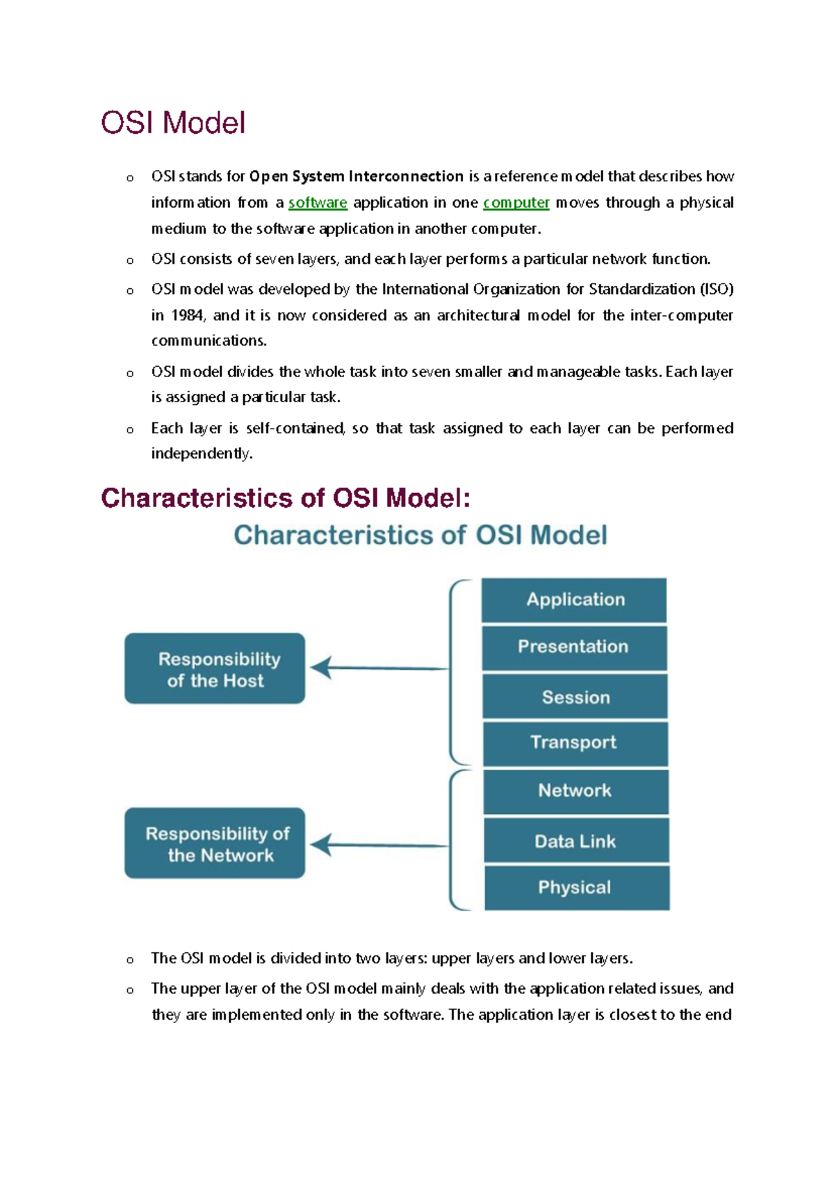 OSI Model,co axial - my notes - OSI Model o OSI stands for Open System ...