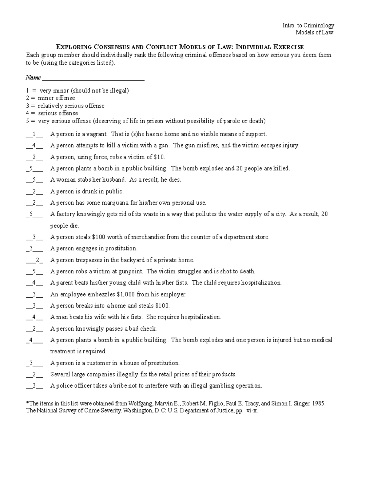 Models of Law Consensus vs. Conflict - Intro. to Criminology Models of ...