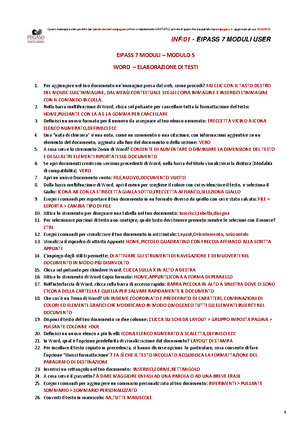 Eipass - modulo 4 - Domande d'esame - EIPASS 7 MODULI USER vers. 6 MODULO 4 Si definiscono ...