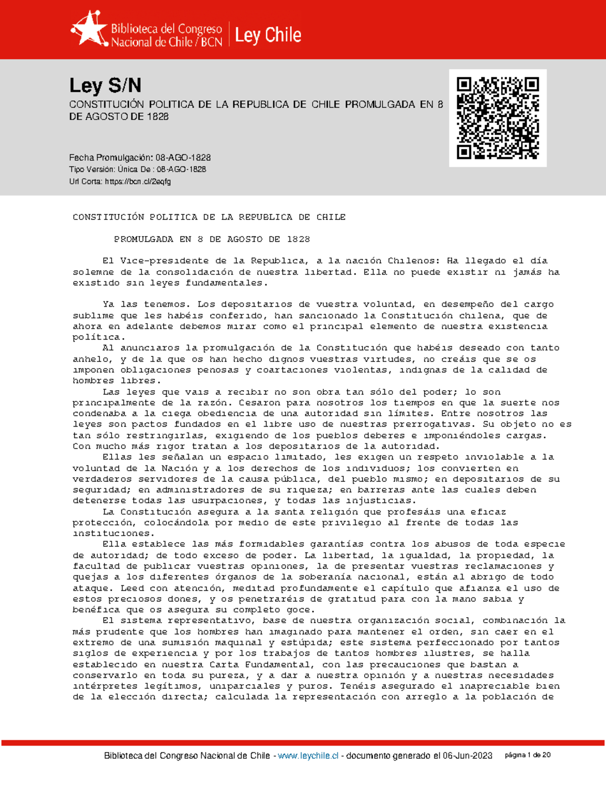 5. Ley-S N 08-AGO-1828 - 5. Ley-S N 08-AGO-1828 - Ley S/N CONSTITUCIÓN POLITICA DE LA REPUBLICA ...