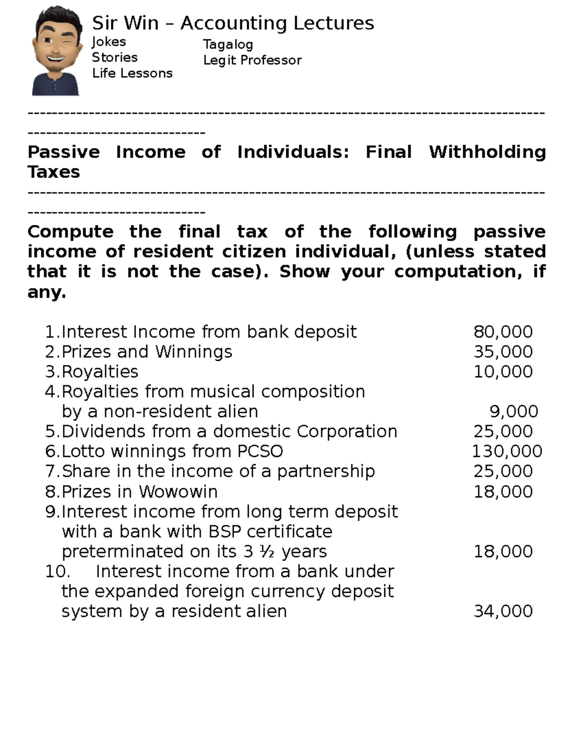 Passive income - Sir Win – Accounting Lectures Jokes Stories Life ...