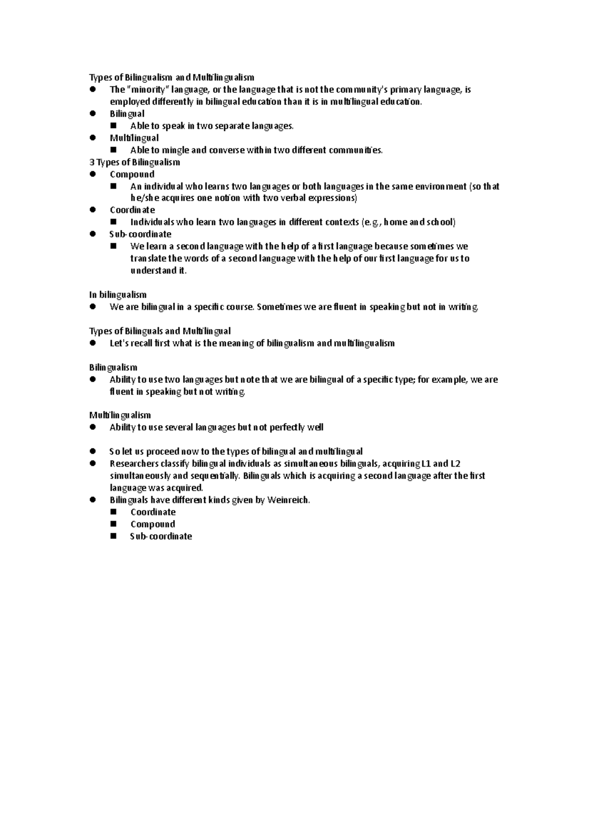 Types of Bilingualism and Multilingualism - Bilingual Able to speak in ...