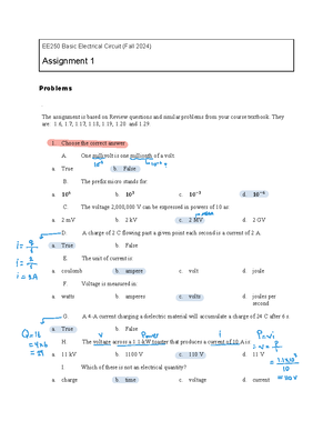 Assignment 5 circuit - `mfgjgjf - EE250 Basic Electrical Circuit (Fall 202 4 ) Assignment 5 ...