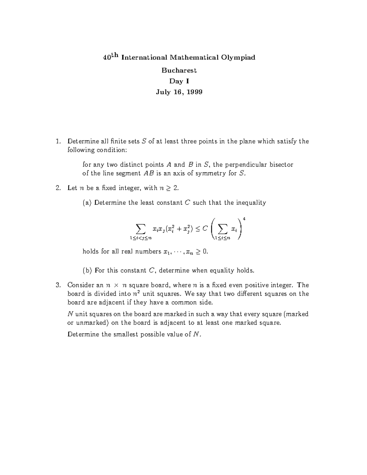 International Mathematical Olympiad PDF English 40 ThInternational international-mathematical-olympiad-pdf-english-40-thinternational
