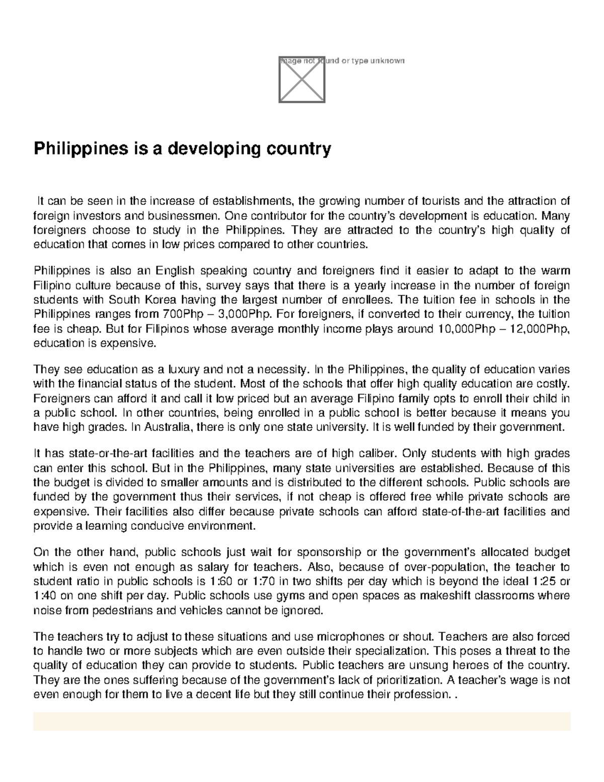 Philippines is a developing country - Image not found or type unknown ...