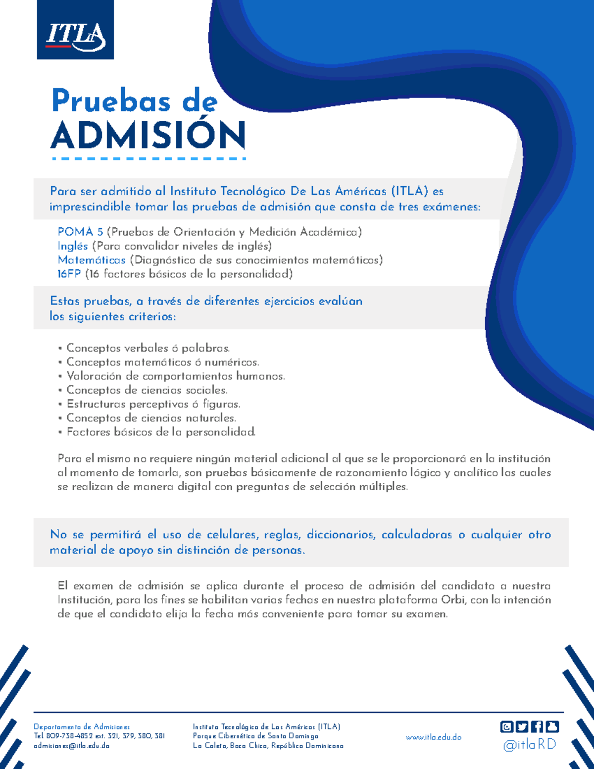 Examenes-admision-2020 - Departamento de Admisiones Tel: 809-738-4852 ...