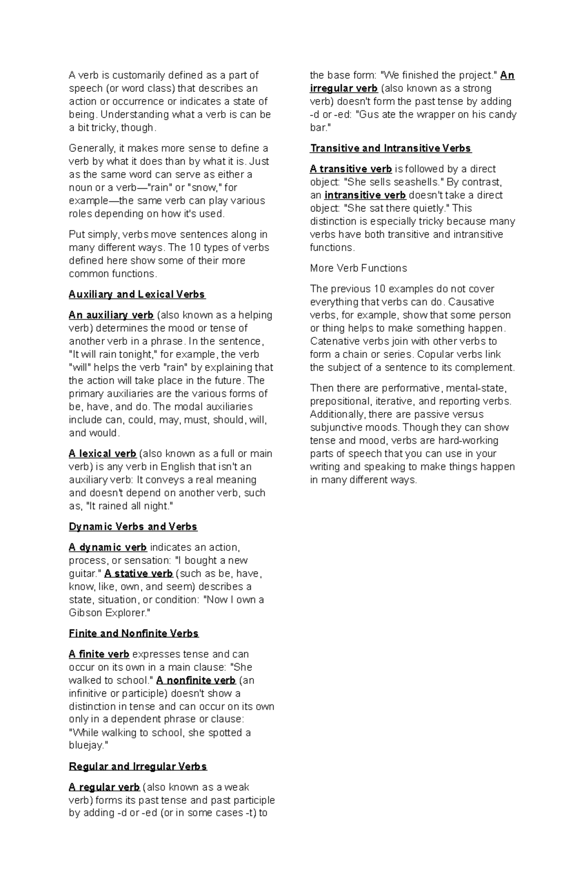 Verb This Verbs And The Types Of Verbs And Its Function And Forms In